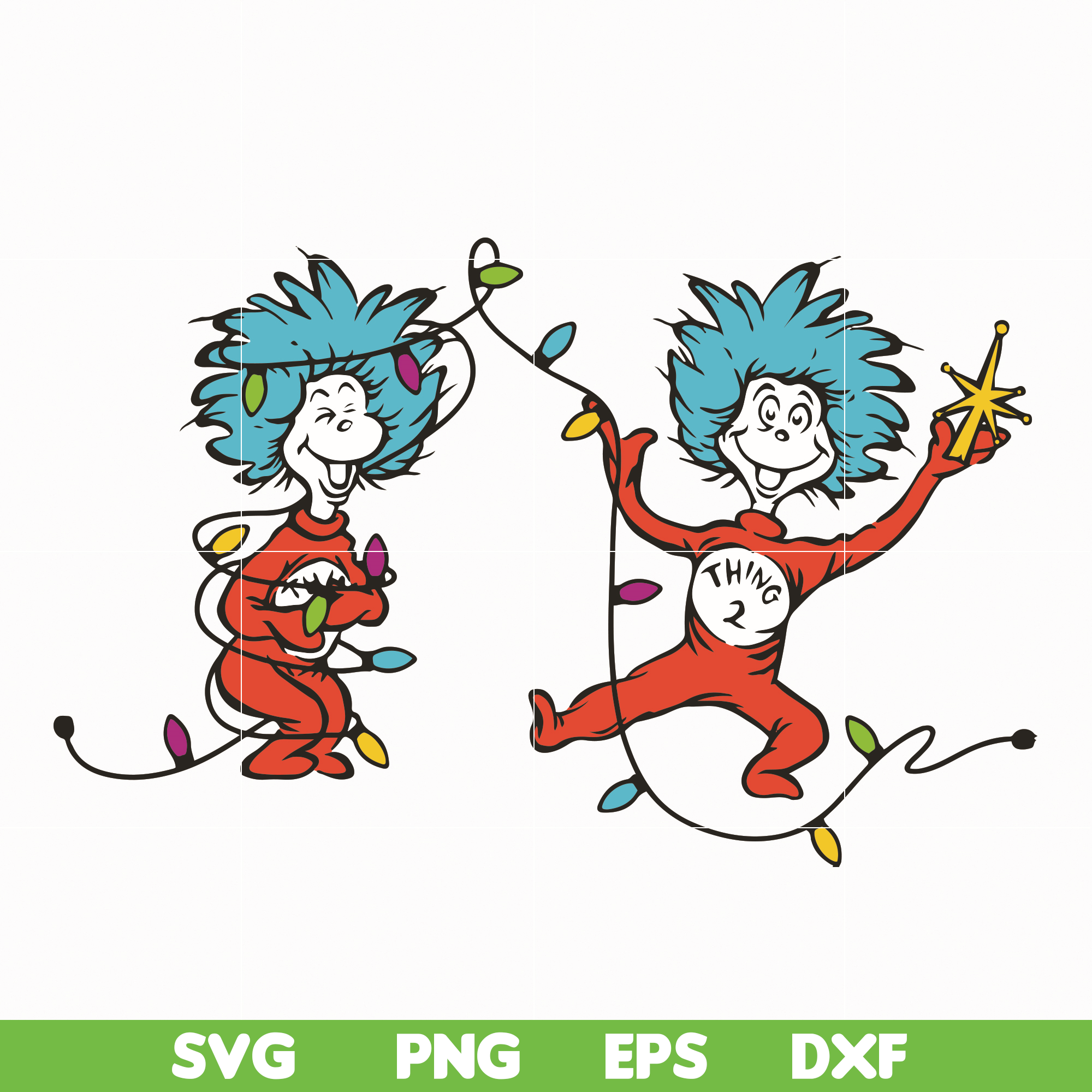 Dr seuss Christmas Thing Lights, Thing 1 Thing 2 svg, dr svg | Inspire ...