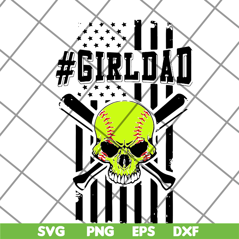 Skull softball girldad American flag svg, png, dxf, eps digi | Inspire ...