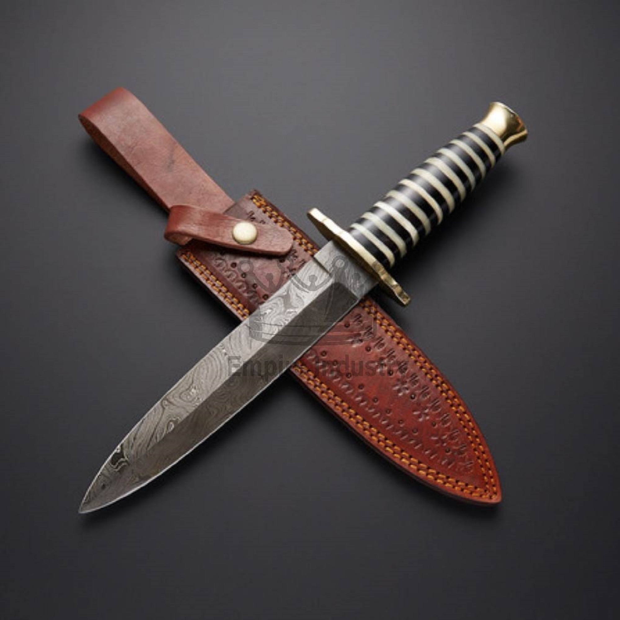 14 Inch Handmade Damascus Steel Double Edge Dagger Knife Wit | Inspire ...