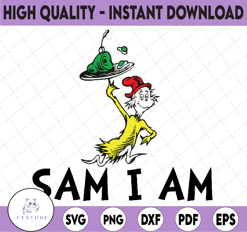 Sam I am svg, Green eggs and ham svg, Dr Seuss svg, Read acr | Inspire ...