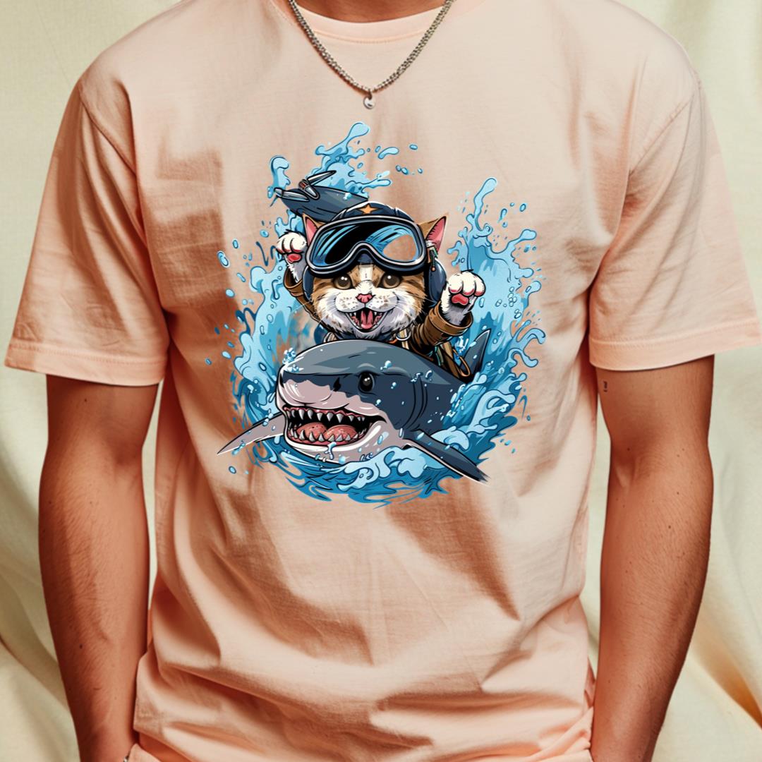 Cat riding shark Enthralling Encounter PNG, Cat Cute PNG, Ca | Inspire ...