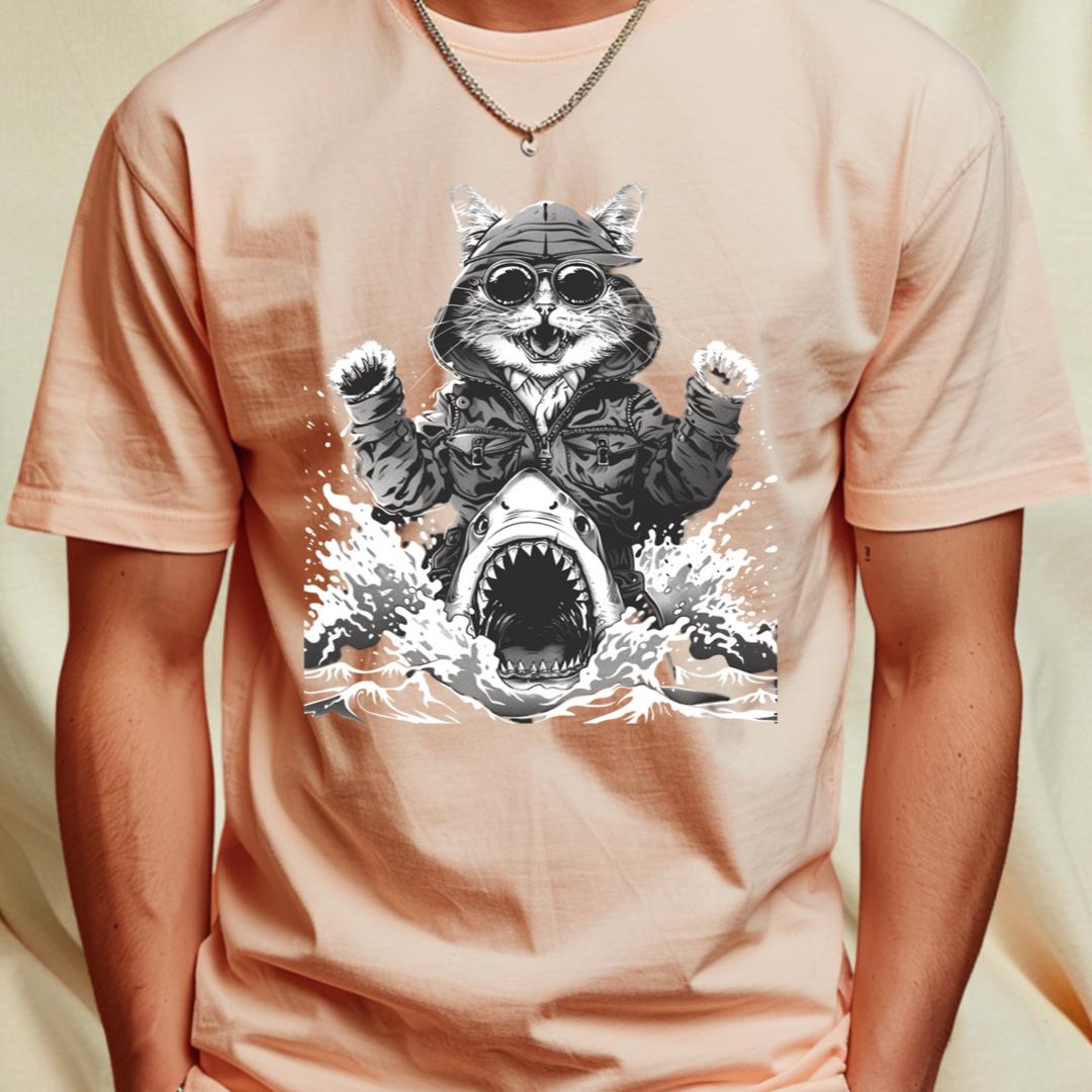 Cat riding shark Breathtaking Moment PNG, godzilla funky PNG | Inspire ...