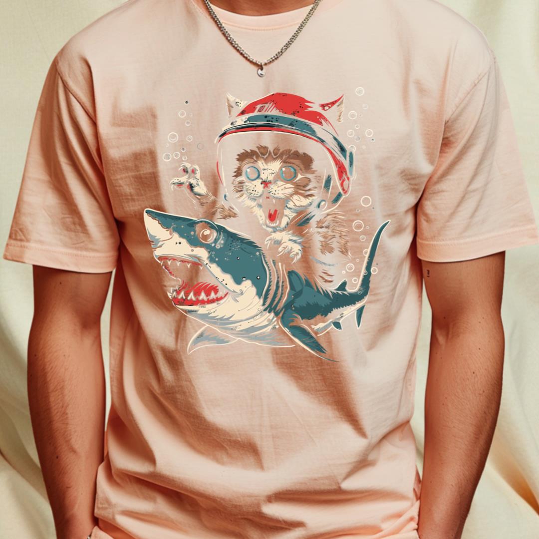 Cat Riding Shark Make a Splash with Fashion PNG, shark cat C | Inspire ...