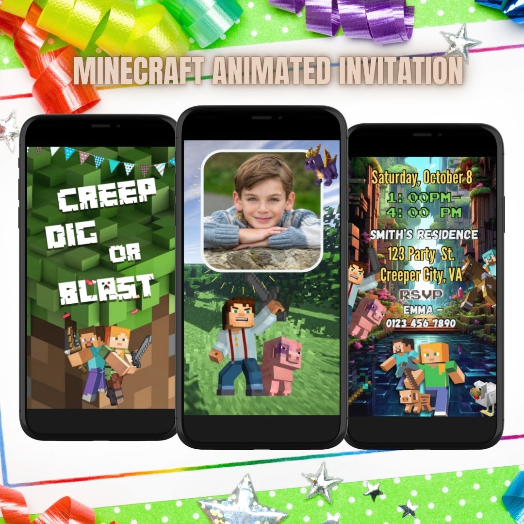 Minecraft Video Invitation, Minecraft Invite, Minecraft Birt | Inspire ...