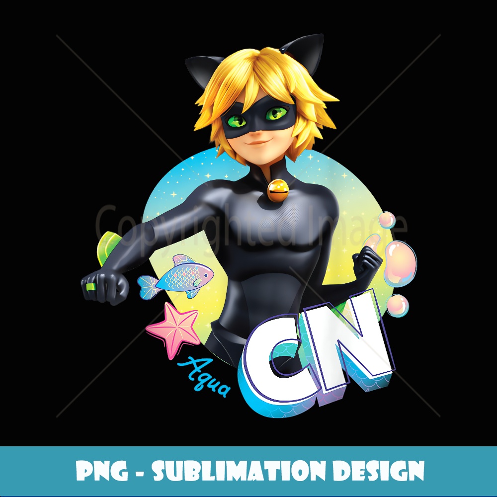 Miraculous Ladybug Summer Aqua Cat Noir - Premium Sublimatio | Inspire ...