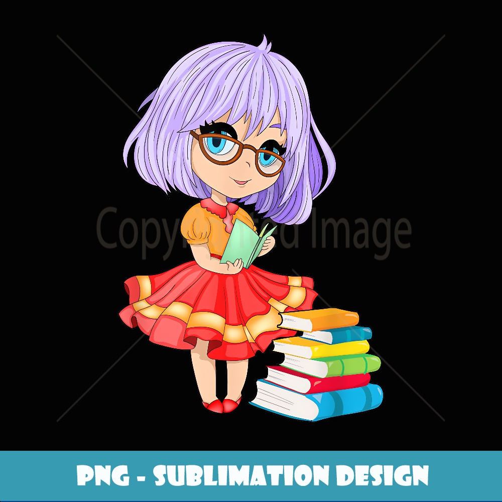 Cute Chibi Gacha Style Fashion Reading Girl with Books - PNG | Inspire ...