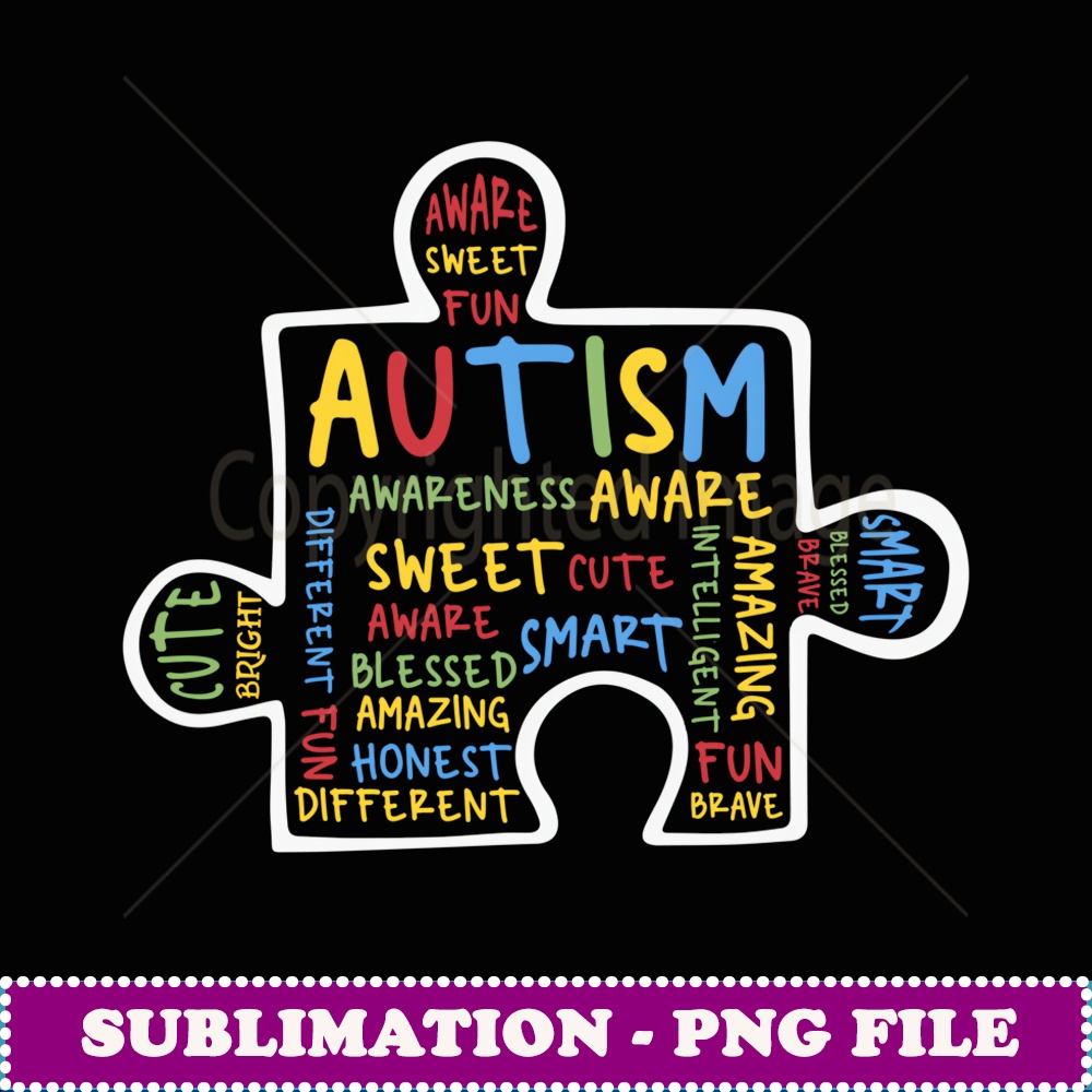 Autism Puzzle Piece Words Autistic Autism Awareness - Signat | Inspire ...