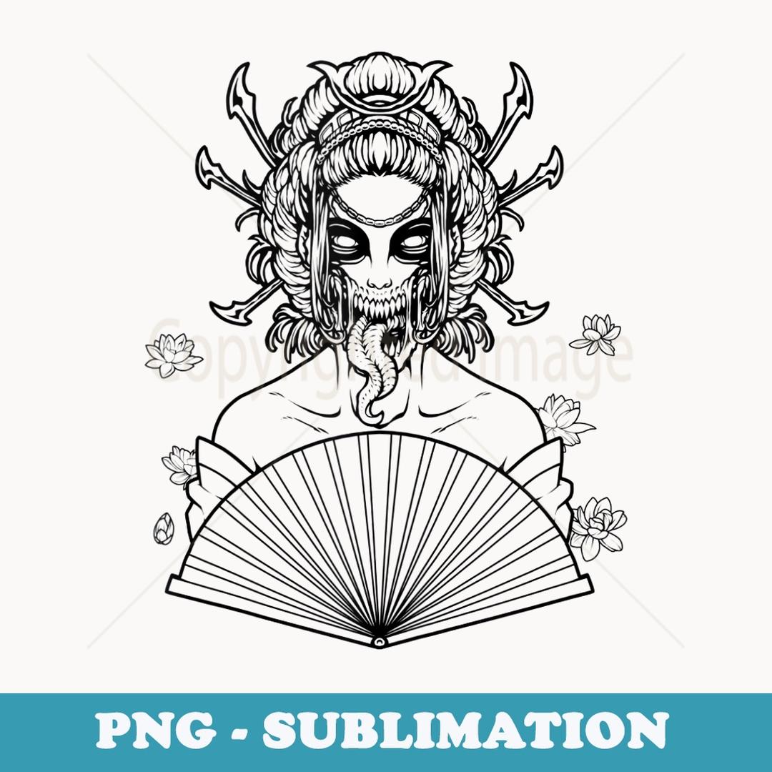 Geisha Horror Monster Woman Japanese Line Art Design - Premi | Inspire ...