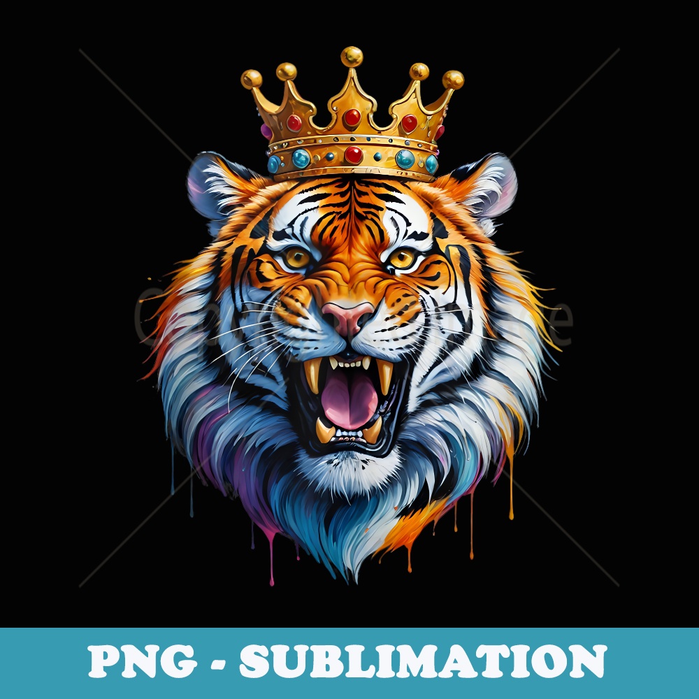 Colorful Tiger Face Wearing Crown Tiger Head Wild Cat Lover | Inspire ...