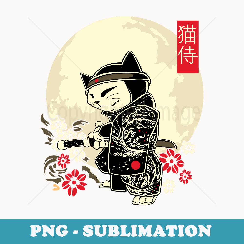 Japanese Samurai Cat Tattoo Warrior Kitty Moon Kanji Sakura | Inspire ...
