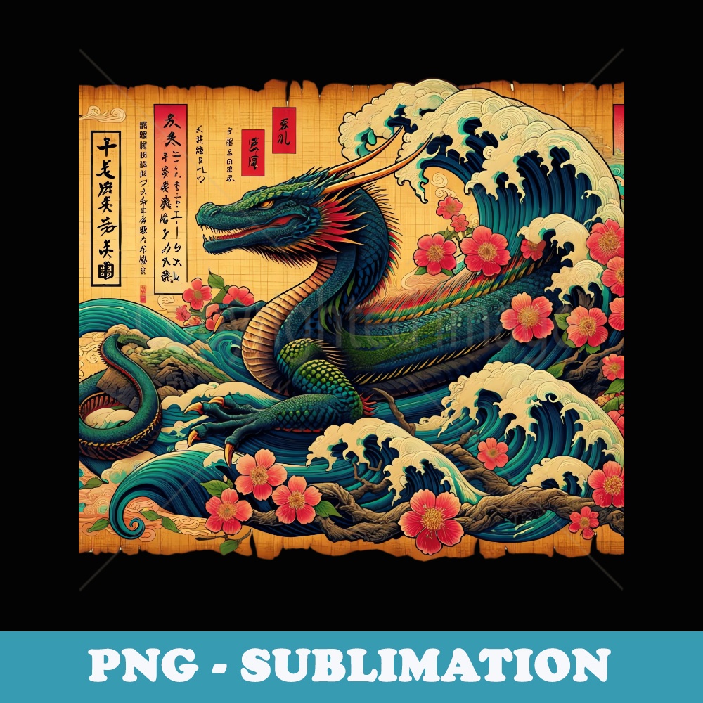 Retro Dragon Papyrus Scroll Japanese Art Silhouette Soldier | Inspire ...