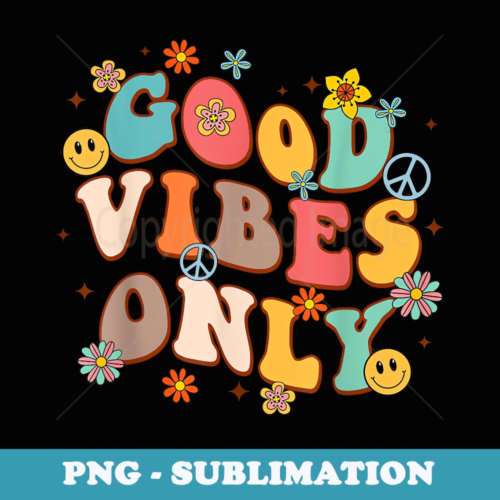 Good Vibes Only Peace Sign Love 60s 70s Retro Groovy Hippie | Inspire Uplift