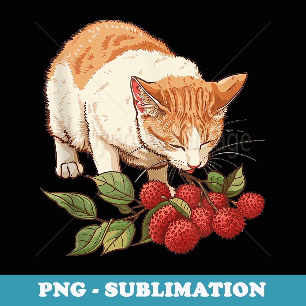 Cat Eating Lychees - High-Resolution PNG Sublimation File | Inspire Uplift