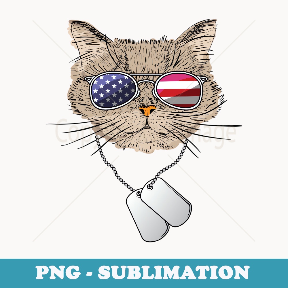 Military Cat Veteran American Flag Army Dog-Tag Military - P | Inspire ...