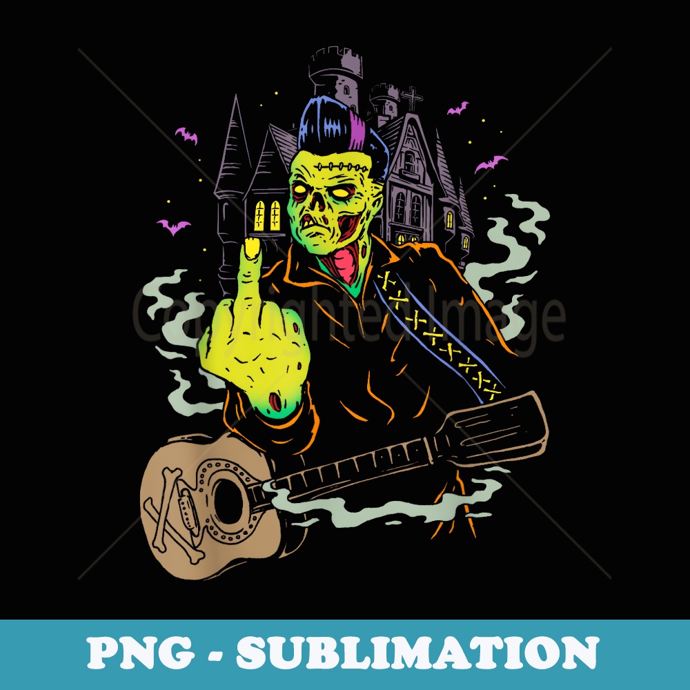 Zombie Frankenstein Middle Finger Rockabilly Man in Black - | Inspire ...