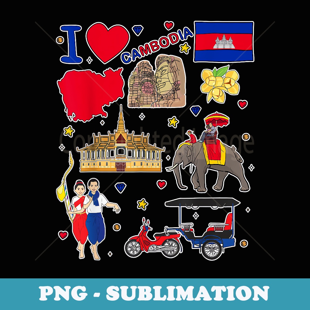 Cambodian hand drawn symbols, Cambodia map, cultural icons - | Inspire ...