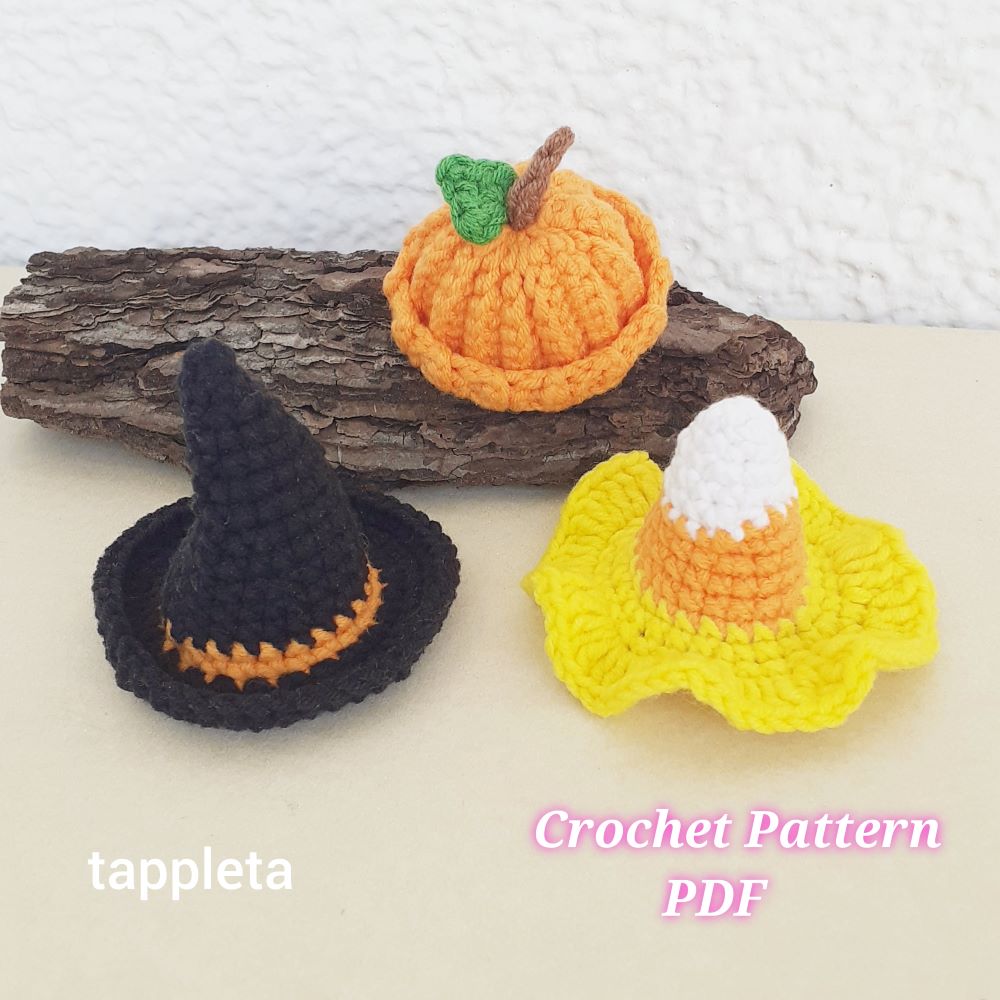 Halloween hats mini crochet pattern, witch hat pumpkin | Inspire Uplift