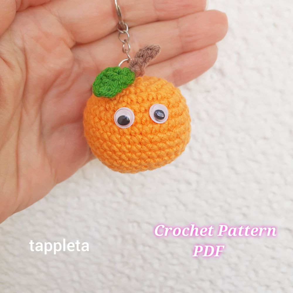 Orange keychain crochet pattern, crochet orange keychain | Inspire Uplift