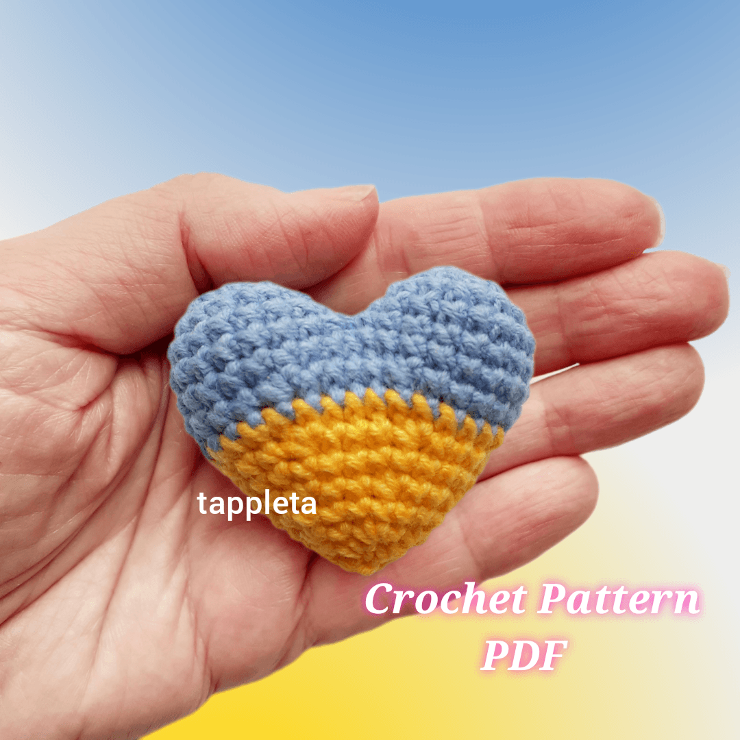 Heart Ukrainian Flag Blue and Yellow, Crochet Heart Pattern, | Inspire ...