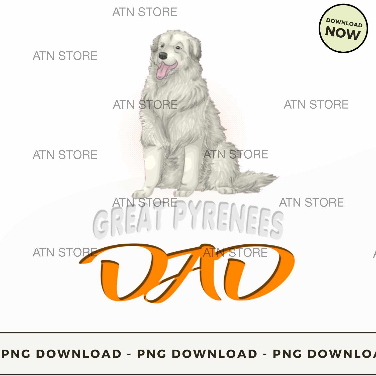 Great Pyrenees Dad Smiling Dog 73 High-quality PNG Instant D | Inspire ...