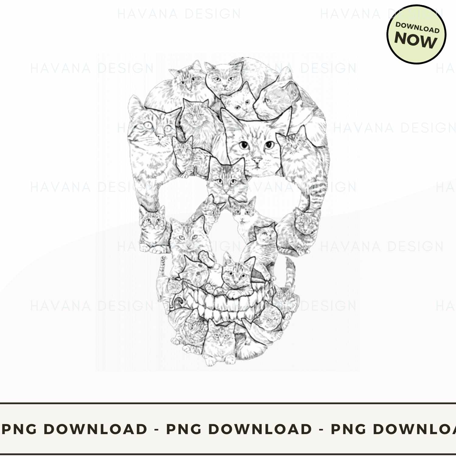 Cat Skull 90 High-quality PNG Instant Download, ATN Store | Inspire Uplift