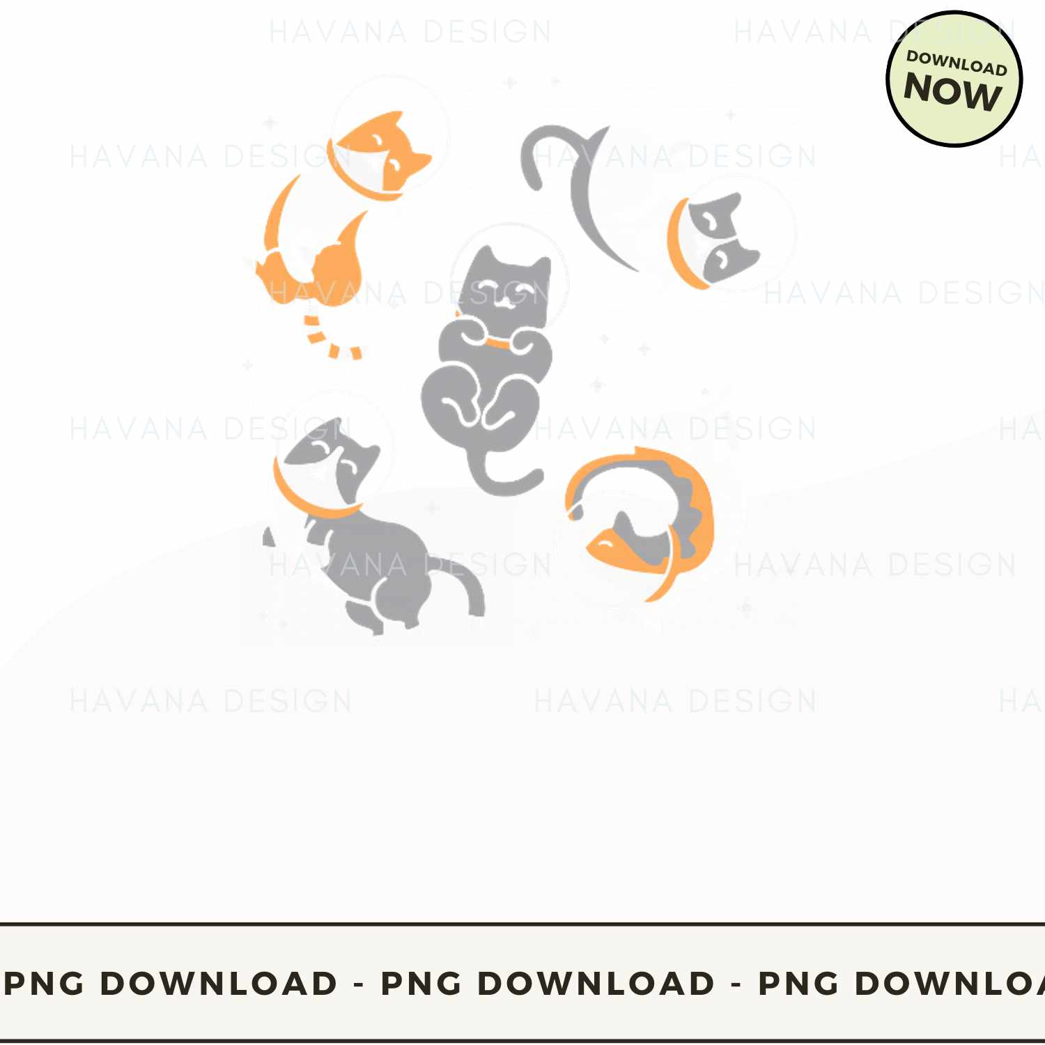 Cats In Space 50 High-quality PNG Instant Download, ATN Stor | Inspire ...