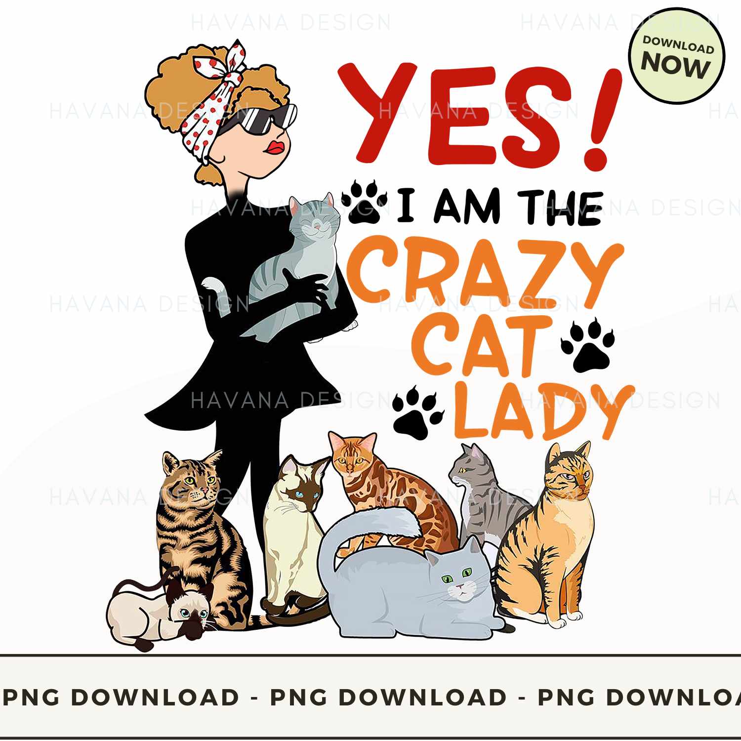 Crazy Cat Lady 40 High-quality PNG Instant Download, ATN Sto | Inspire ...
