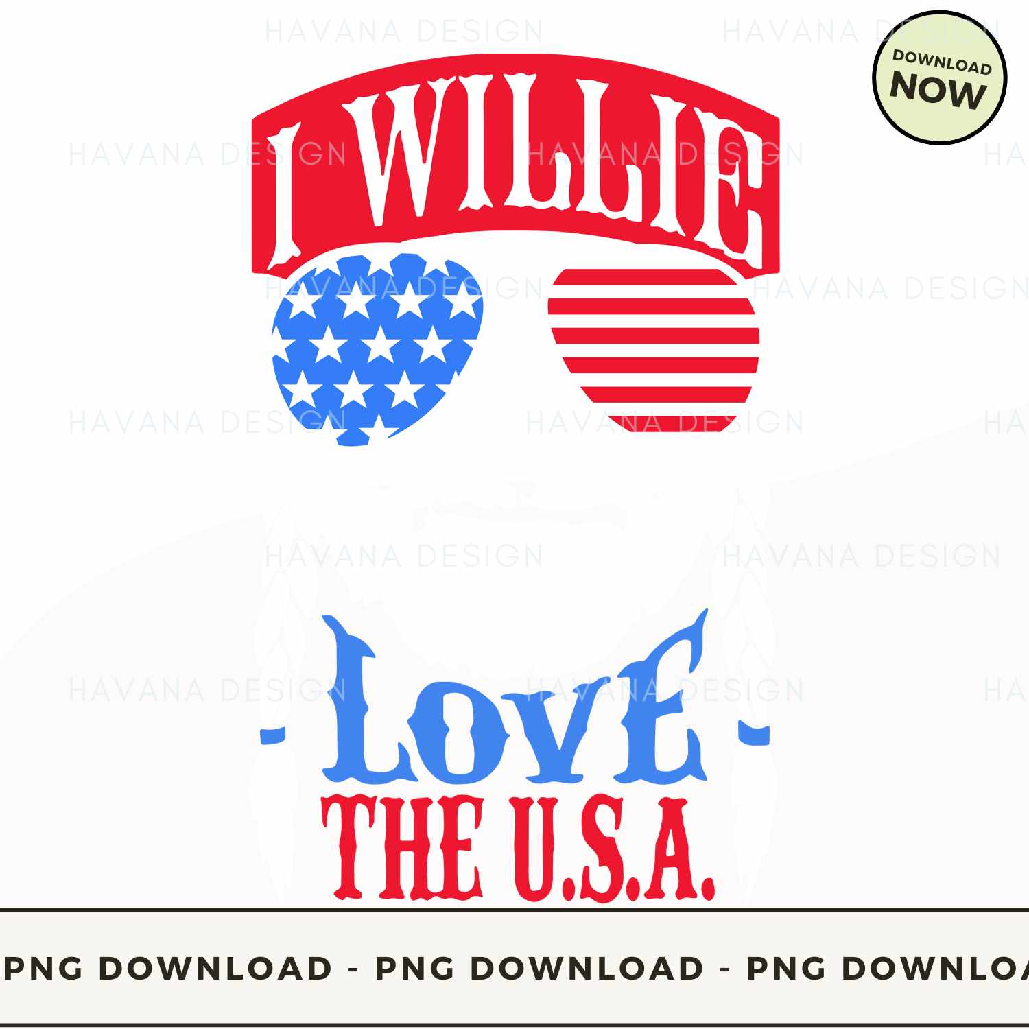 I Willie Love The USA 27 High-quality PNG Instant Download, | Inspire ...
