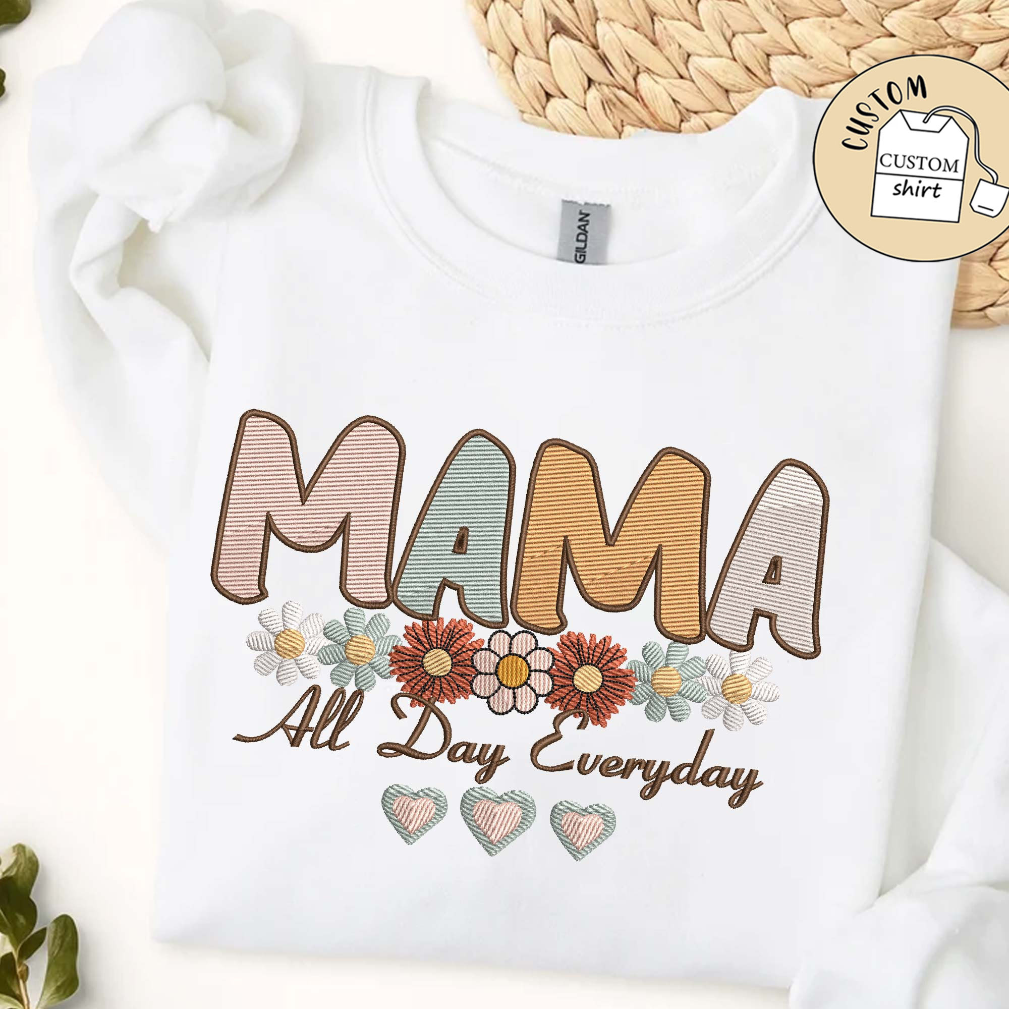 Mama All Day Everyday Shirt, Mom Embroidery Shirt, Mama Shir - Inspire ...