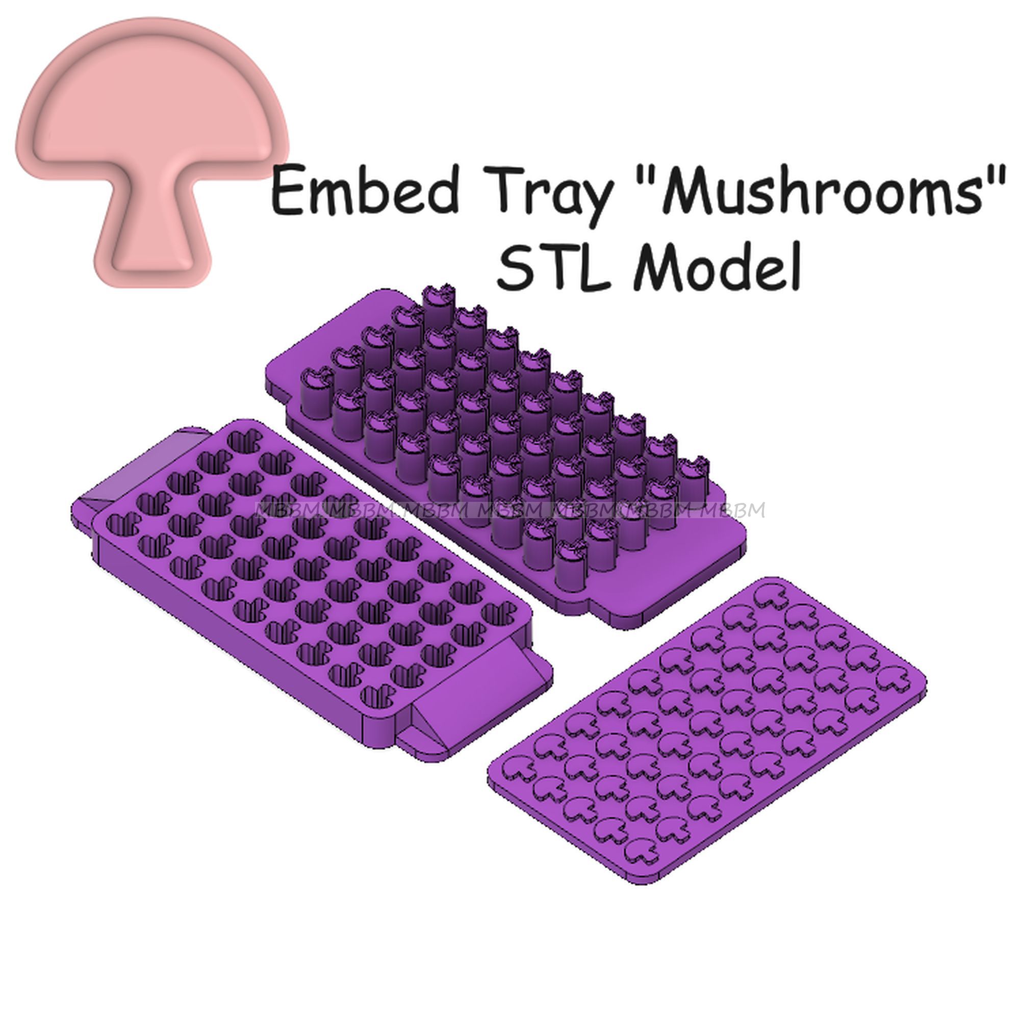 MUSHROOMS EMBED TRAY 3D model for 3D printing | Inspire Uplift