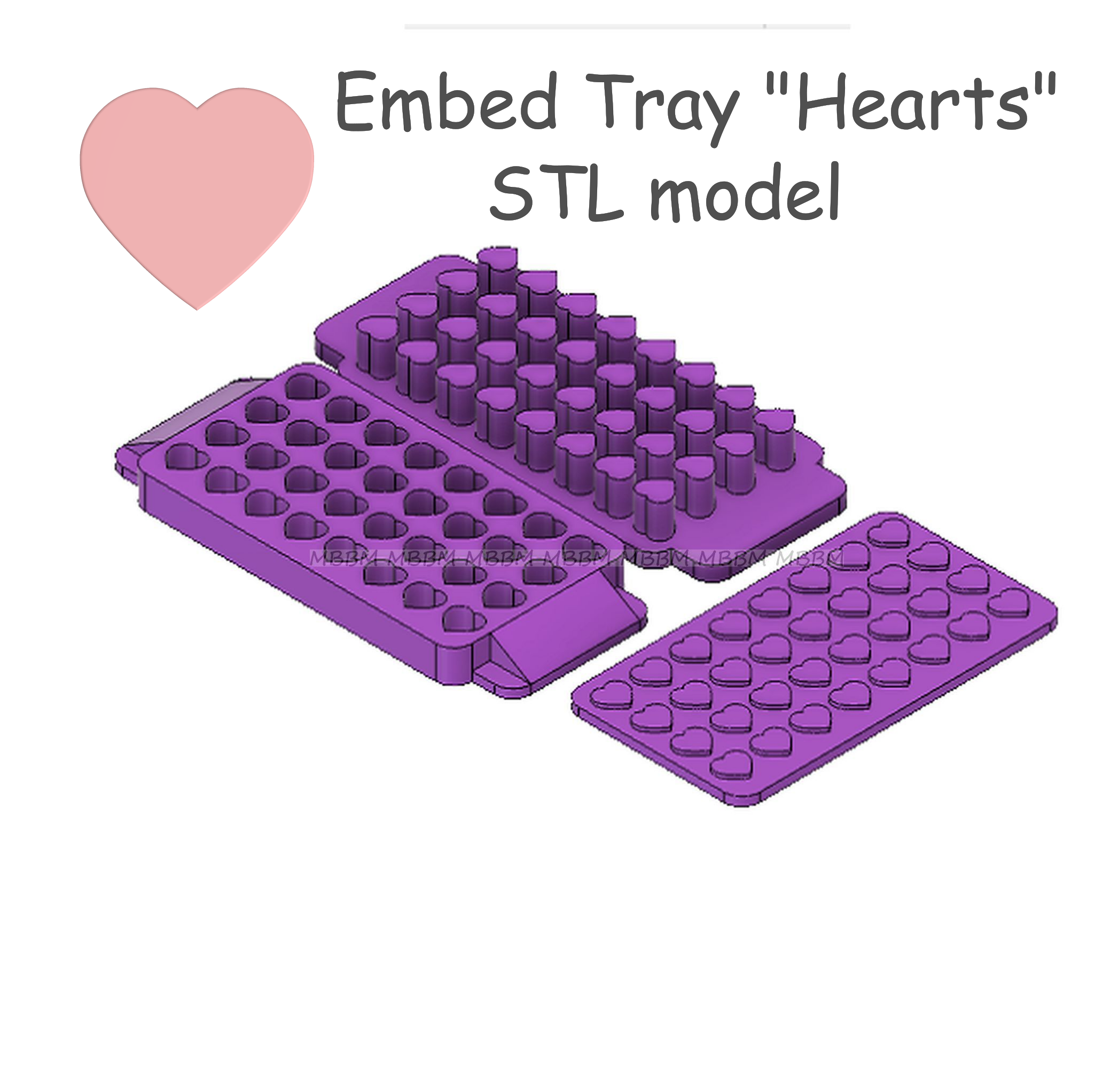 HEARTS EMBED TRAY 3D model for 3D printing | Inspire Uplift