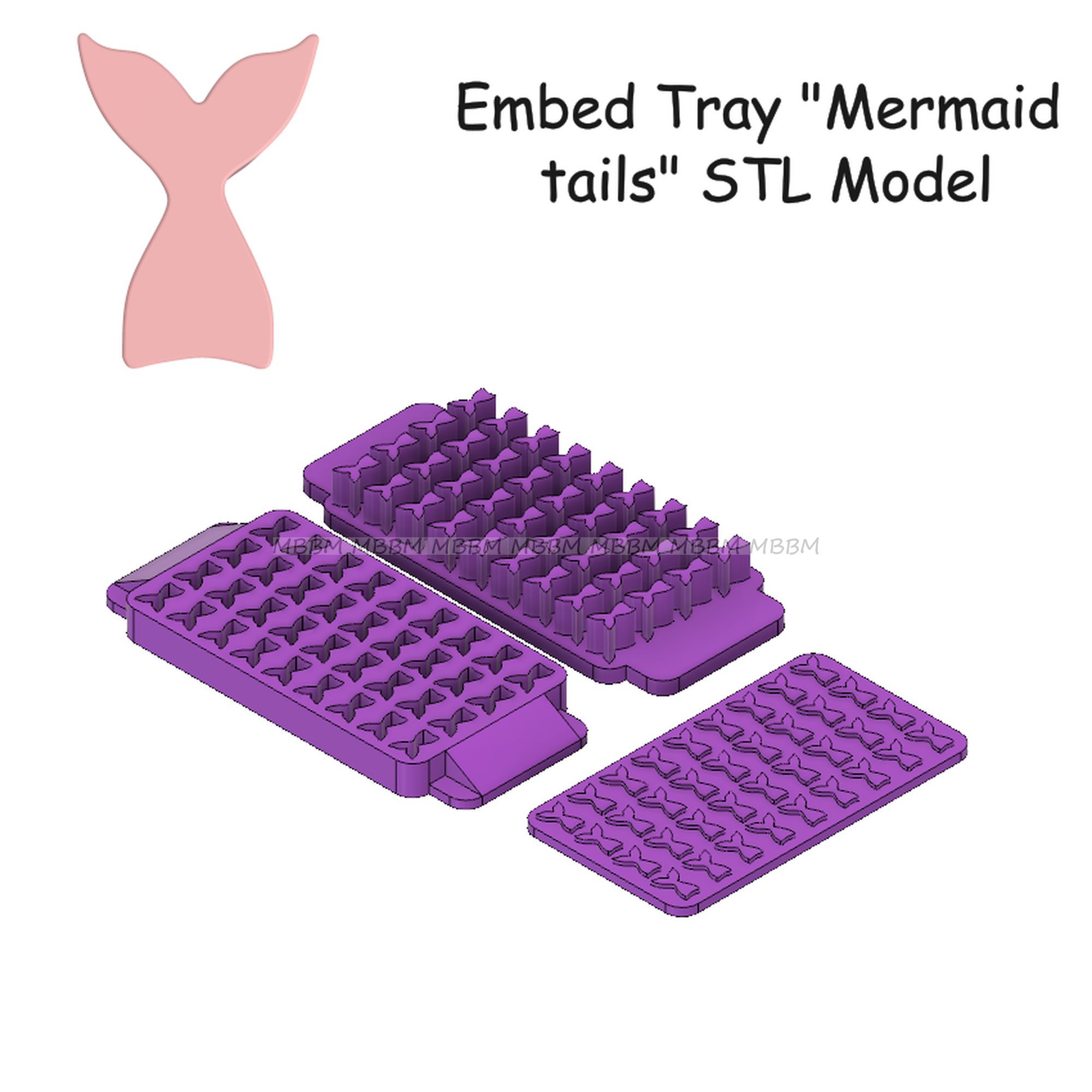 MERMAID TAILS EMBED TRAY 3D model for 3D printing | Inspire Uplift