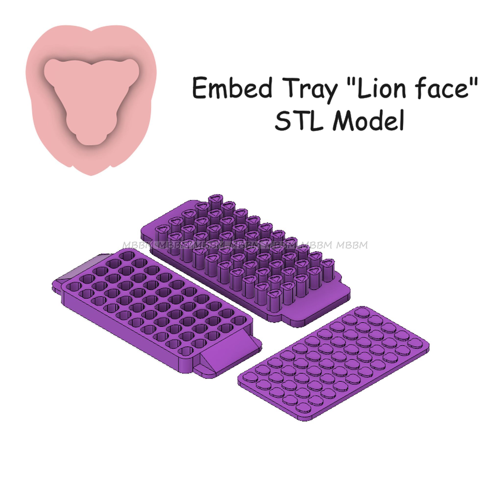LION FACE EMBED TRAY 3D model for 3D printing - Inspire Uplift