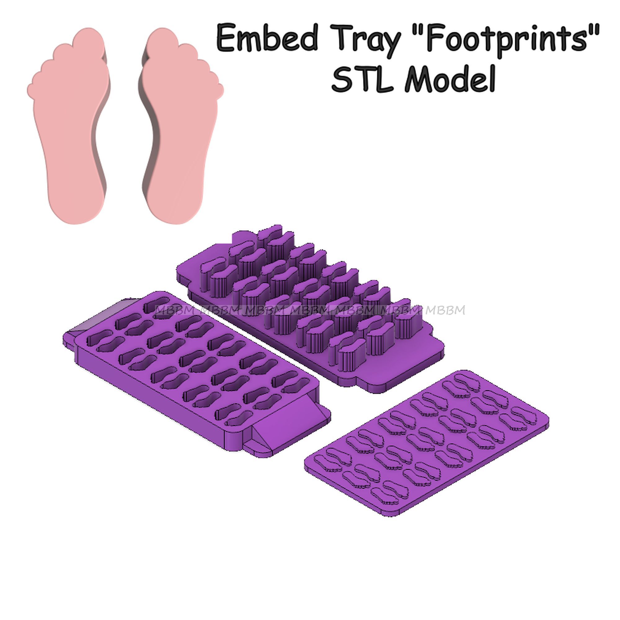 FOOTPRINTS EMBED TRAY 3D model for 3D printing - Inspire Uplift