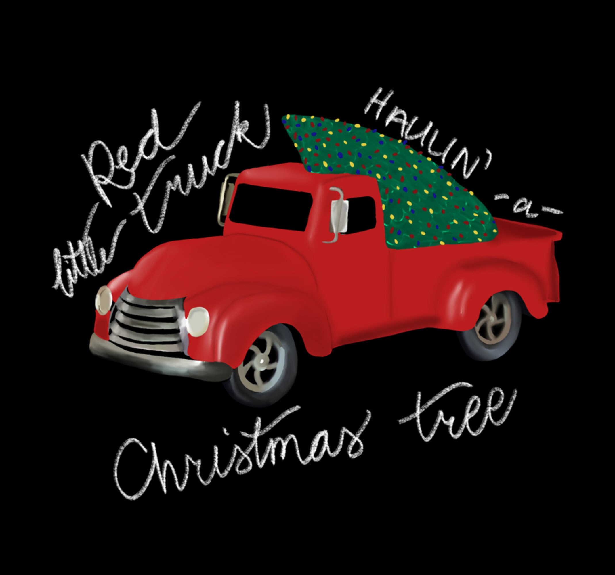 Little Red Truck Hauling a Christmas Tree Png - Inspire Uplift