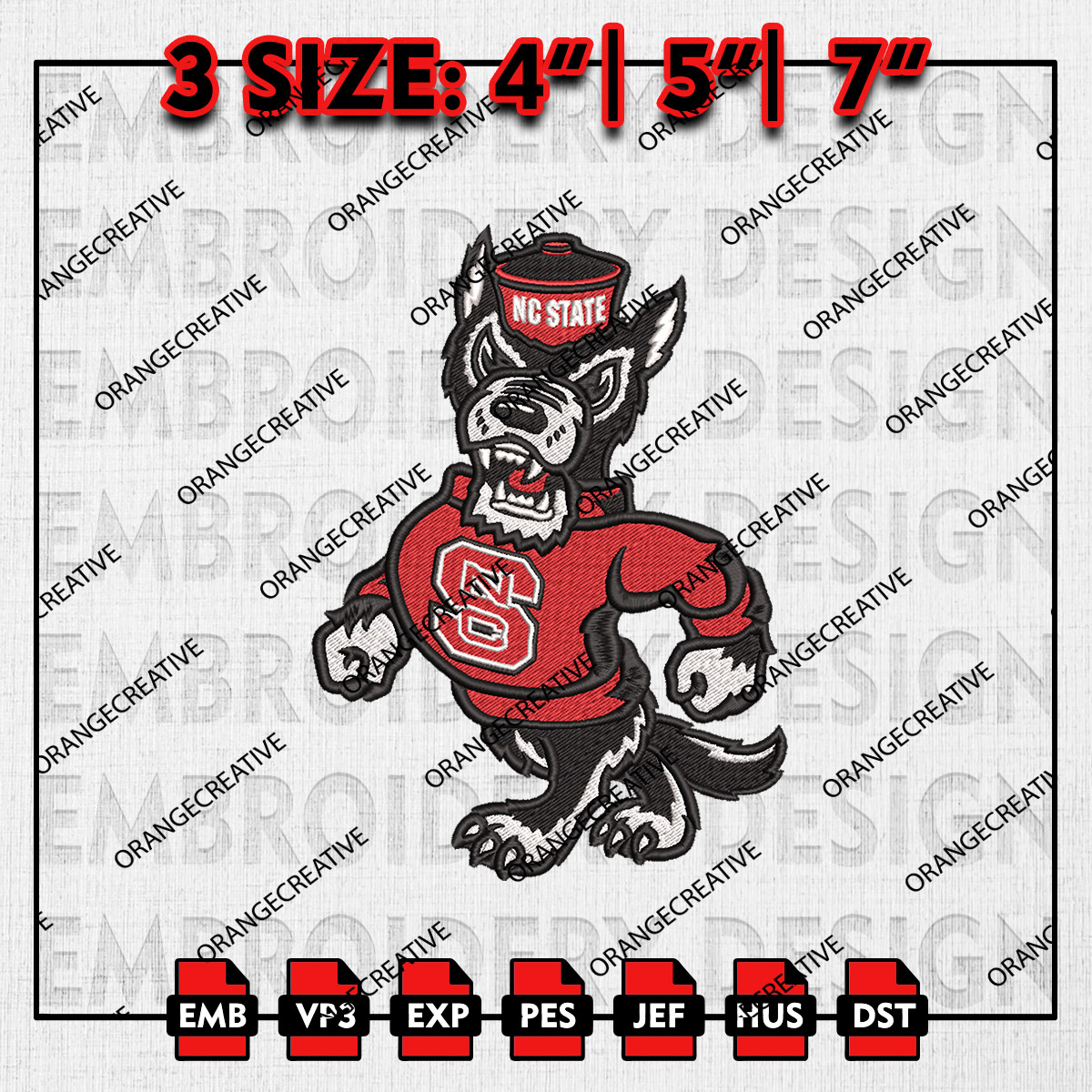 NC State Wolfpack Mascot Logo Emb files, NCAA Embroidery Des | Inspire ...