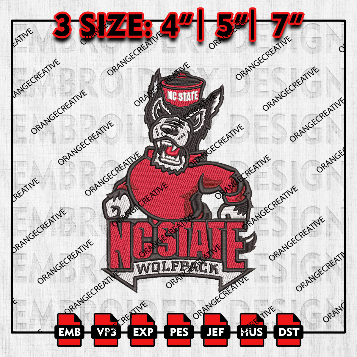 NC State Wolfpack Logo Emb files, NCAA Embroidery Designs, 3 | Inspire ...