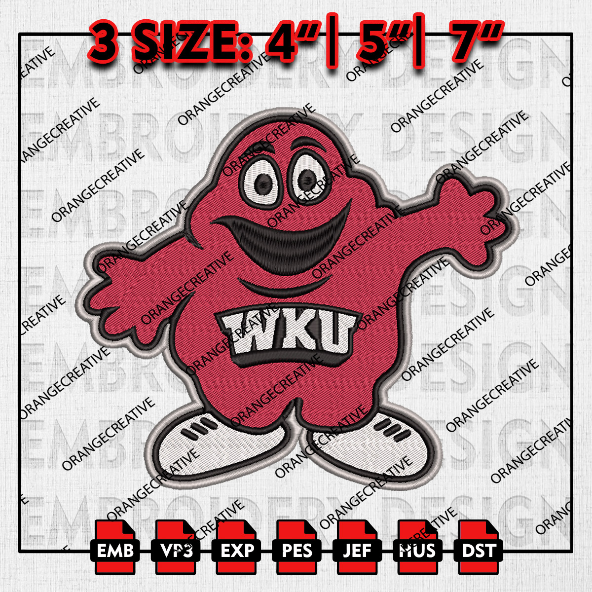 Western Kentucky Hilltoppers Mascot Logo Emb files, NCAA Emb | Inspire ...