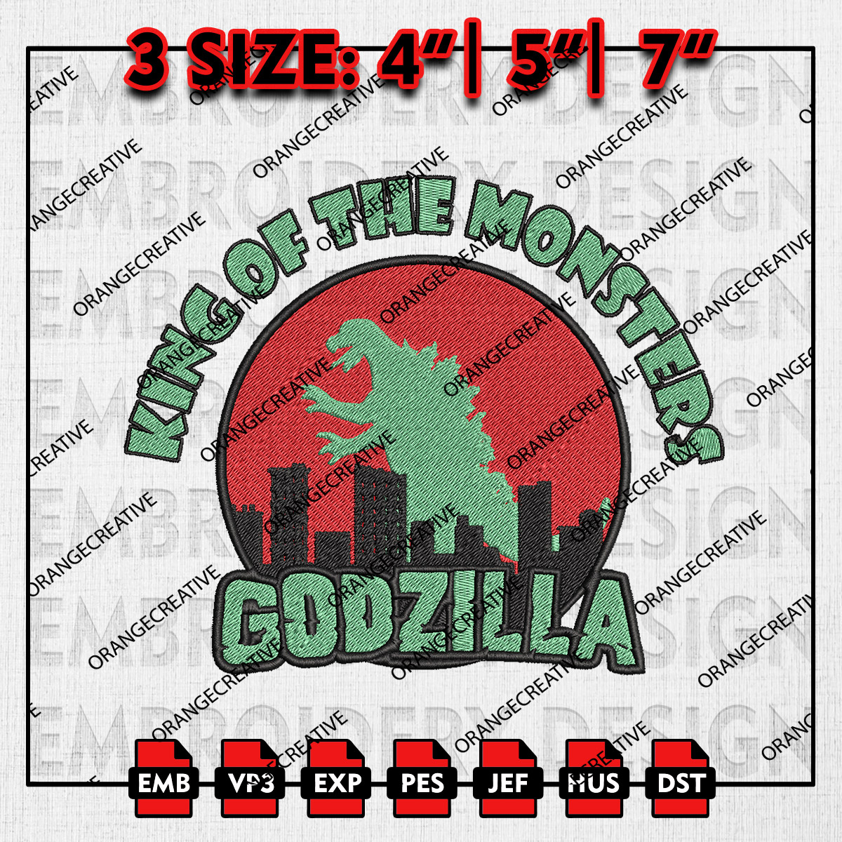 Godzilla Emb Design, King of Monsters Embroidery Files, Movi | Inspire ...