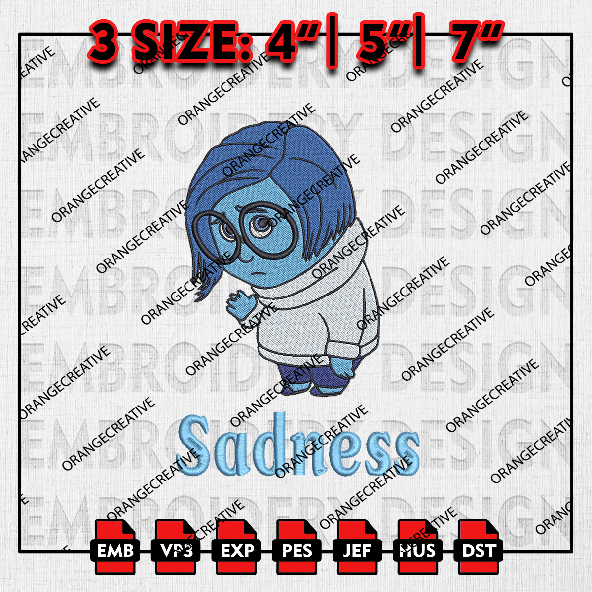 Sadness Emb Design, Inside Out Embroidery Files, Inside Out | Inspire ...