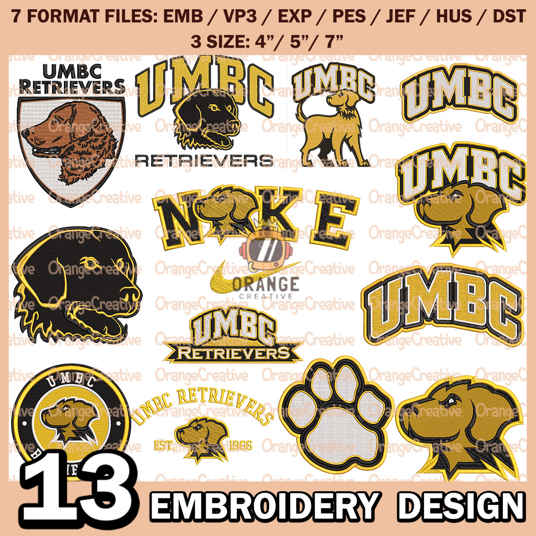 13 UMBC Retrievers Logo Bundle Emb files, NCAA Bundle Embroi | Inspire ...