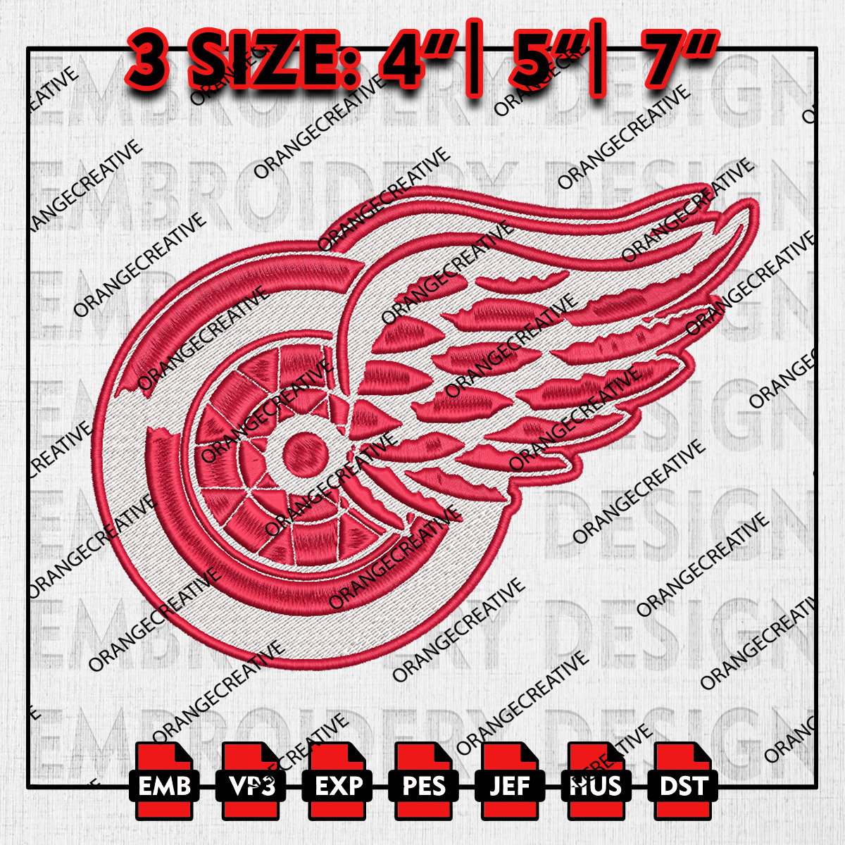 NHL Detroit Red Wings Logo Embroidery files, NHL Embroidery | Inspire ...