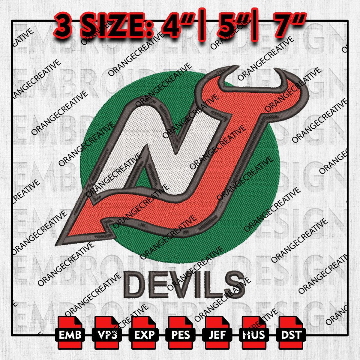 NHL NJ Devils Logo Embroidery files, NHL New Jersey Devils T | Inspire ...