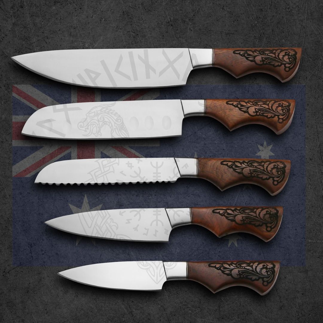 Engraved Chef Set Custom Handmade D2 Steel Knife Set Camping | Inspire ...