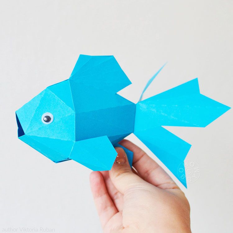 DIY Paper Lowpoly Fish, 3D Papercraft template PDF | Inspire Uplift