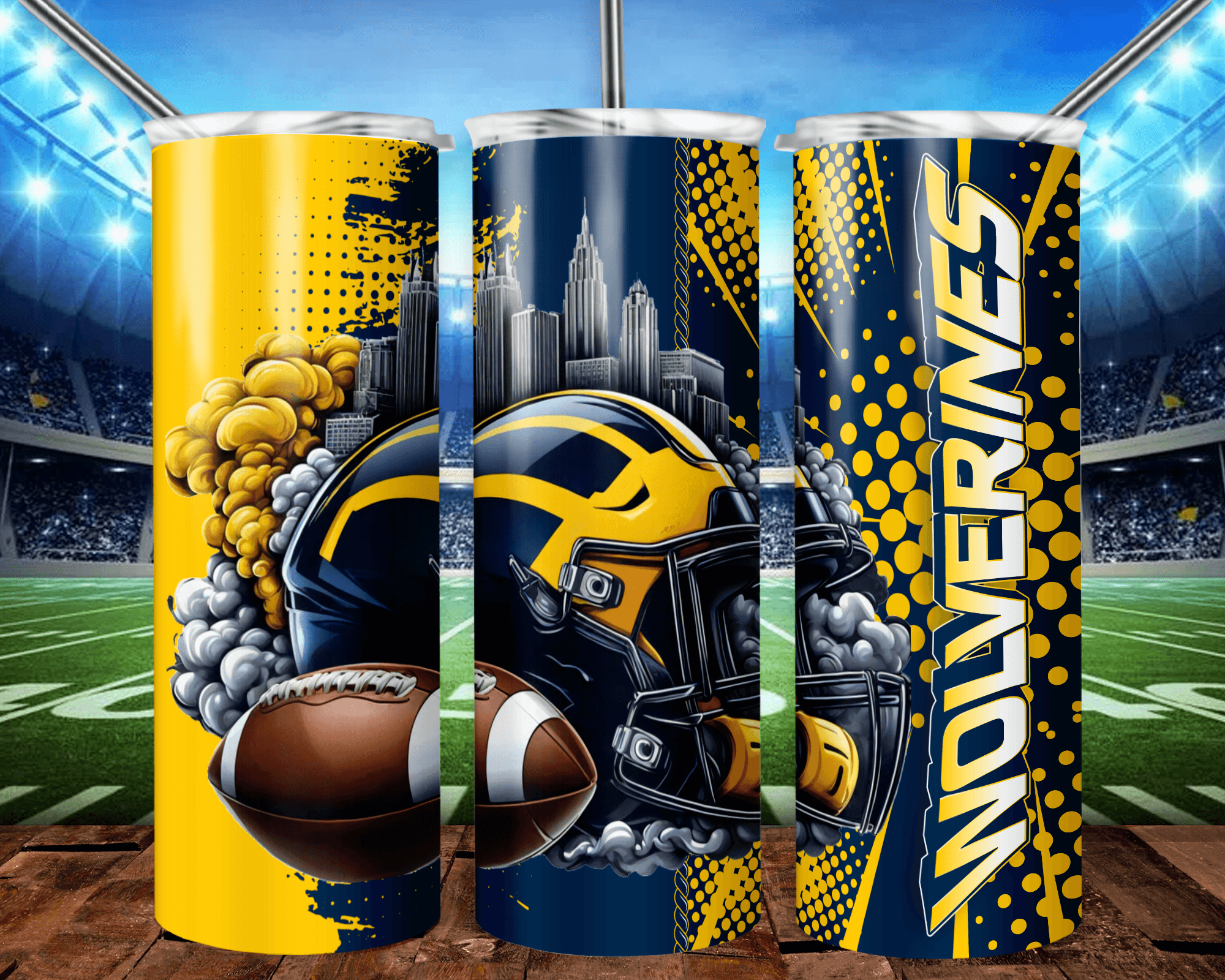 Michigan Wolverines 20oz Skinny Tumbler Wrap PNG, Digital Do | Inspire ...
