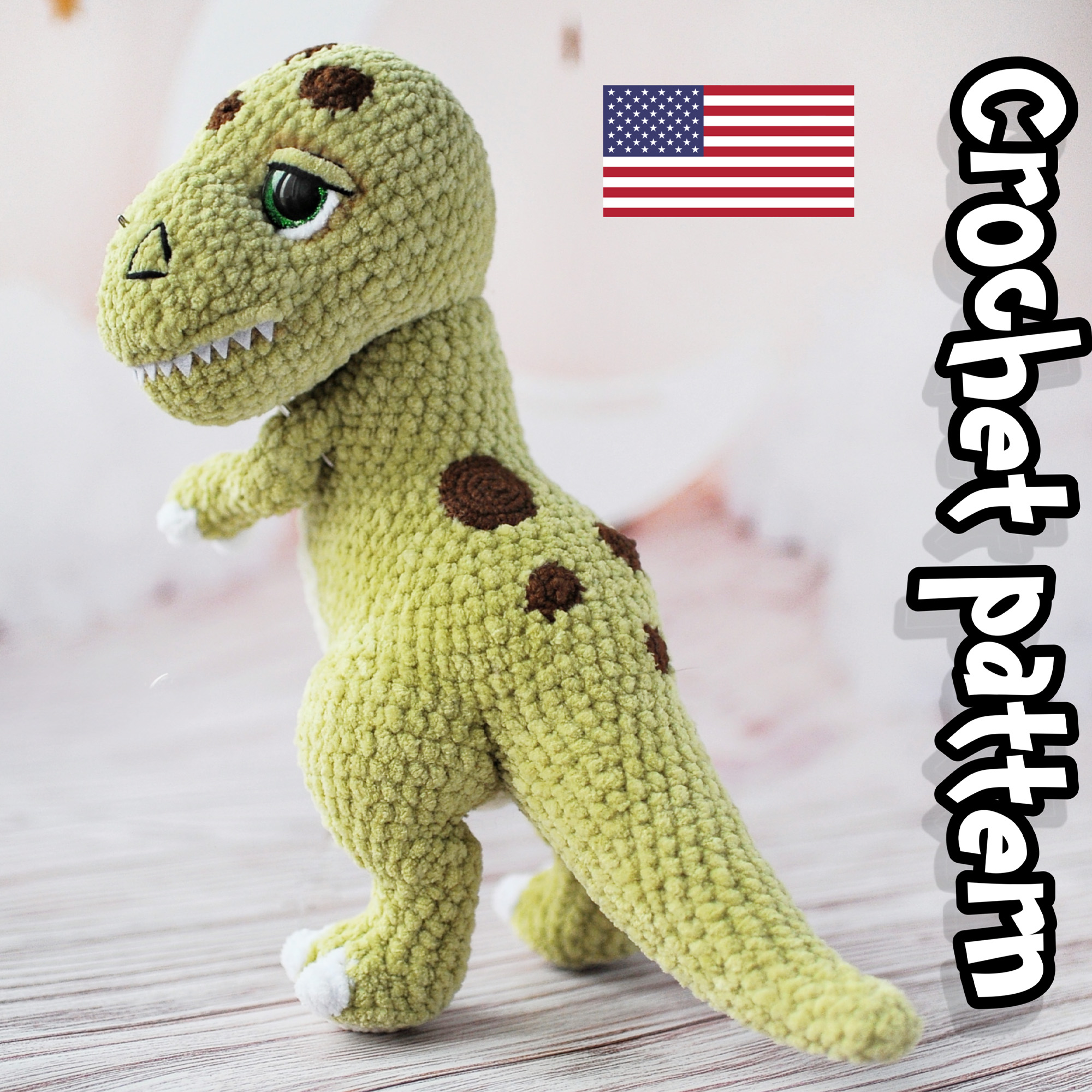 T-Rex crochet pattern, crochet amigurumi tyrannosaurus, stuf | Inspire ...
