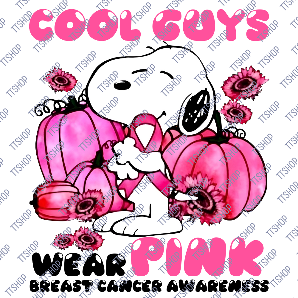Snoopy Cool Guys Wear Pink Breast Cancer Awareness Tshirt, S | Inspire ...