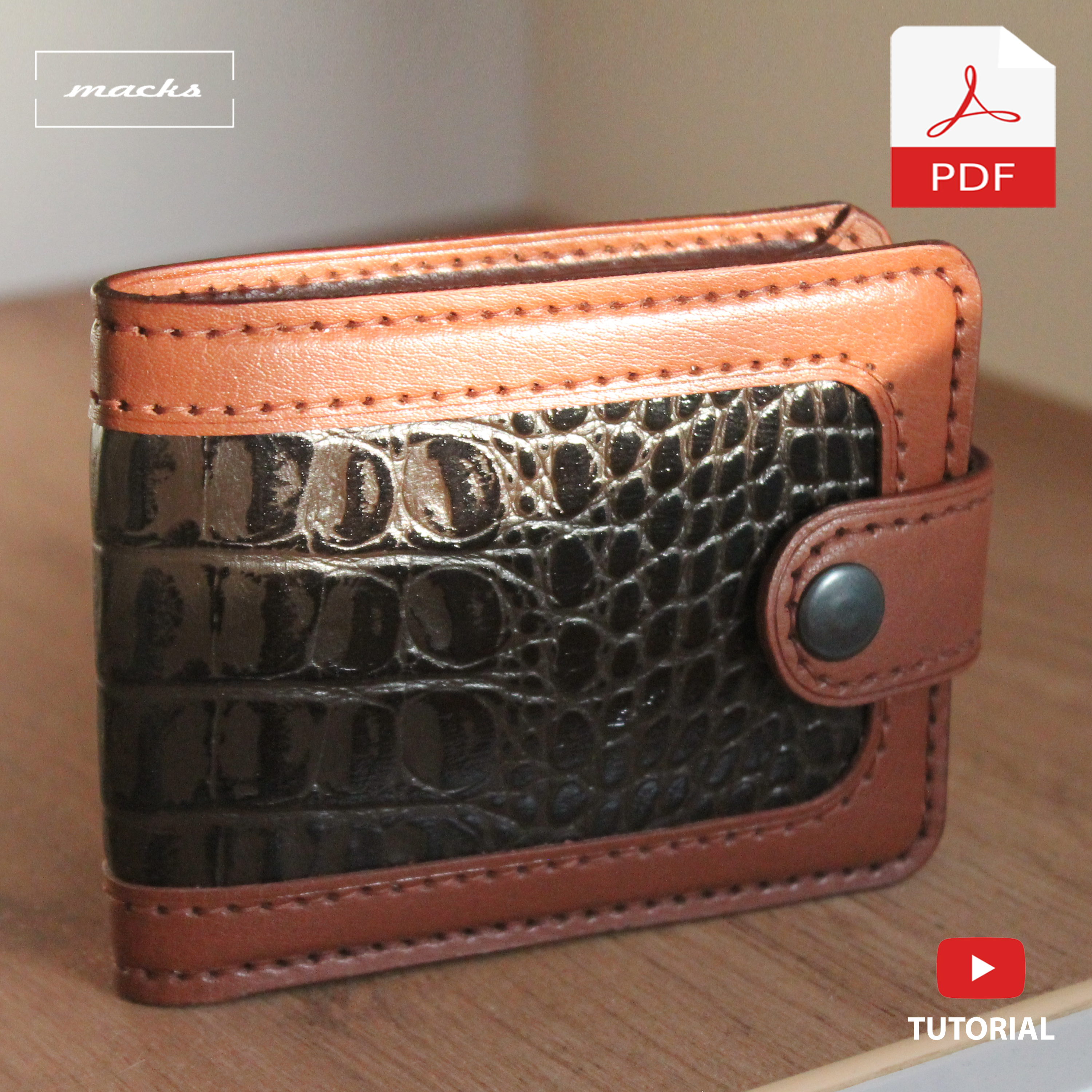 Leather wallet bifold - PDF Pattern 4mm | Inspire Uplift