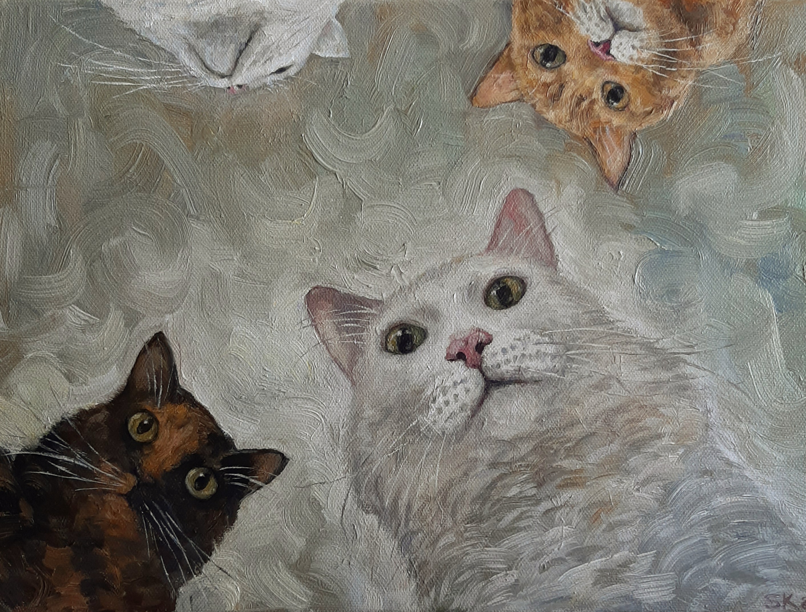 Cat meme oil painting Funny cats wall art Animal painting | Inspire Uplift